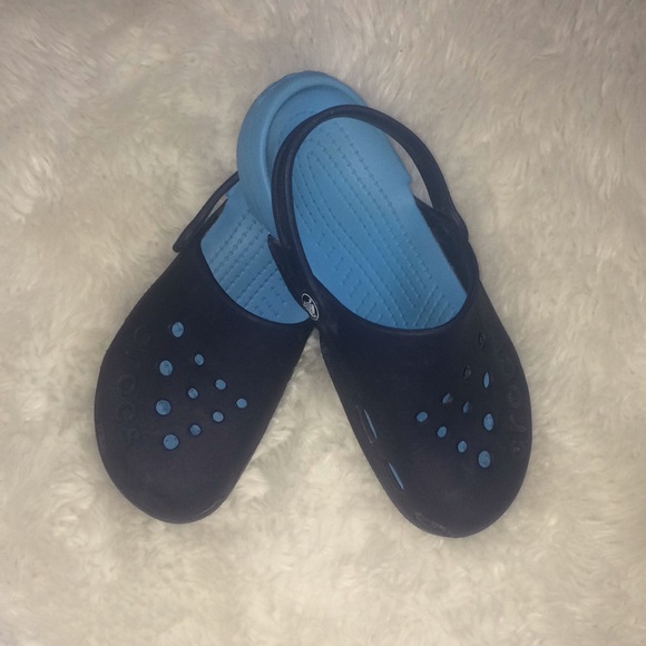 CROCS | Shoes | Crocs Navy Blue Light Blue Slip On Shoes | Poshmark